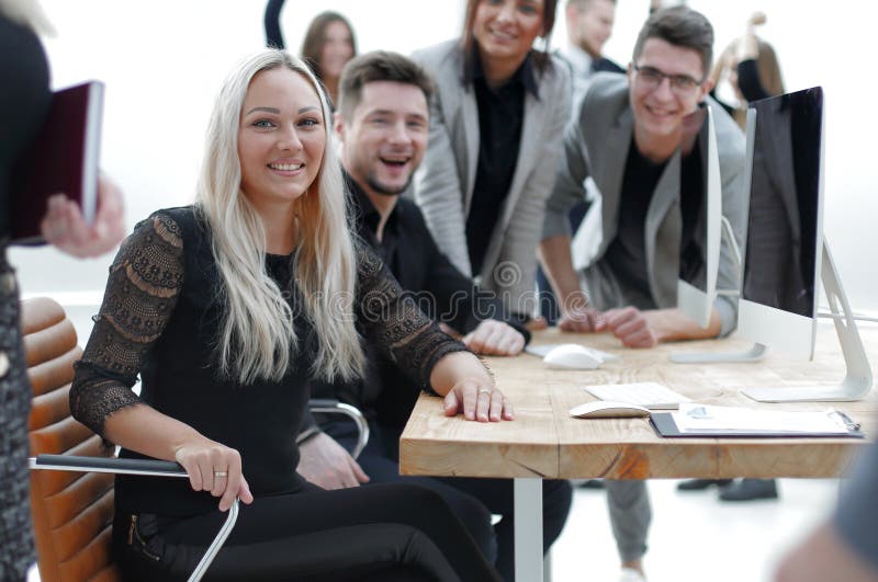 Fun Group of Young Employees in the Workplace Stock Photo - Image of ...