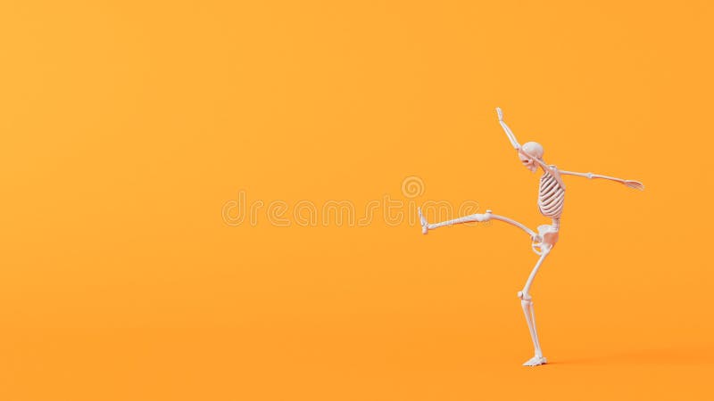 Fun Halloween Dancing Skeleton Character. 3D Rendering Stock ...