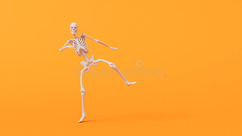 Fun Halloween Dancing Skeleton Character. 3D Rendering Stock ...