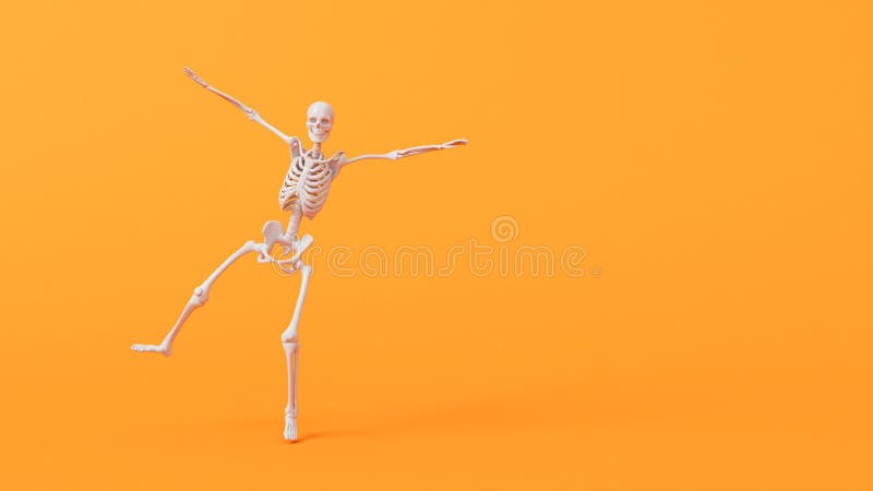 Fun Halloween Dancing Skeleton Character. 3D Rendering Stock ...