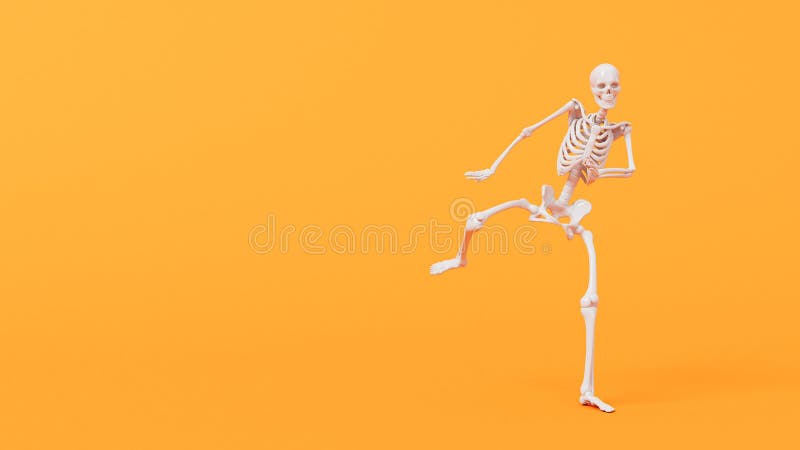 Fun Halloween Dancing Skeleton Character. 3D Rendering Stock ...