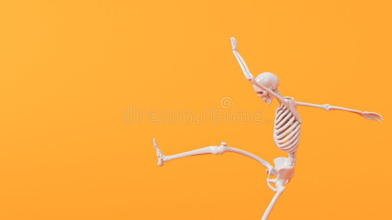 Fun Halloween Dancing Skeleton Character. 3D Rendering Stock ...