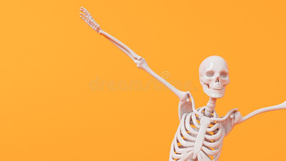 Fun Halloween Dancing Skeleton Character. 3D Rendering Stock ...