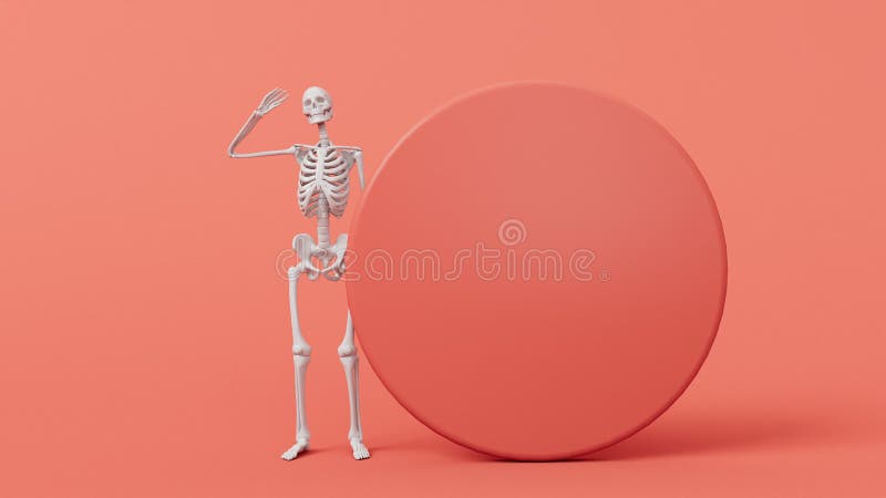 Fun Halloween Waving Skeleton Character. 3D Rendering Stock ...
