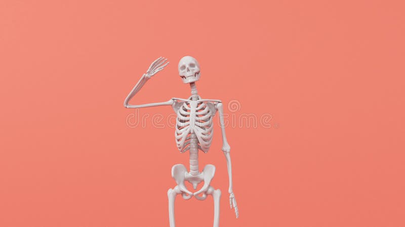 Fun Halloween Waving Skeleton Character. 3D Rendering Stock ...