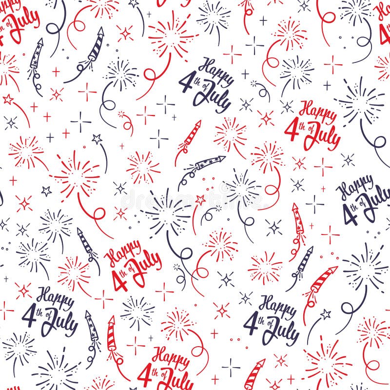 Fun Hand Drawn Doodle Fireworks, Seamless Pattern, Great for Textiles ...