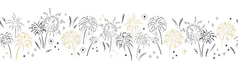 Fun Hand Drawn Doodle Fireworks, Seamless Pattern, Great for Textiles ...