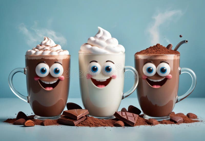 Fun happy cup of hot cocoa stock photo. Image of drink - 352171124