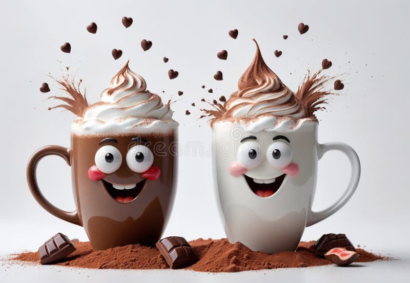 Fun happy cup of hot cocoa stock image. Image of interior - 349450251