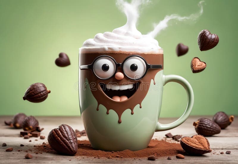 Fun happy cup of hot cocoa stock photo. Image of fruit - 349381362