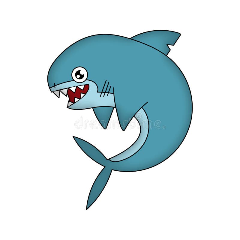 Fun, Happy Shark Cartoon Illustration Stock Illustration - Illustration ...