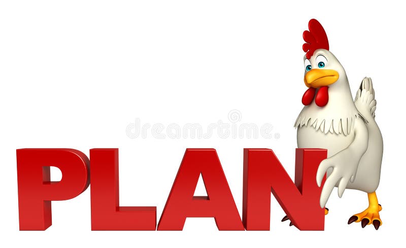 Fun Hen Cartoon Character with Plan Sign Stock Illustration ...