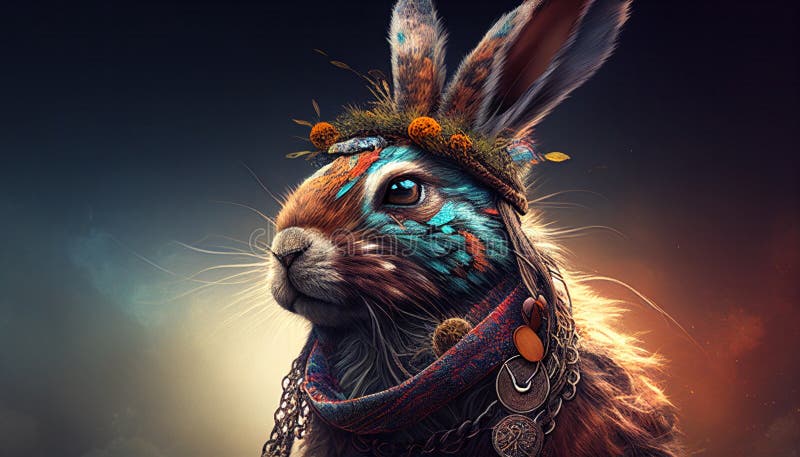 Fun Hippie Rabbit with Glasses Stock Illustration - Illustration of ...