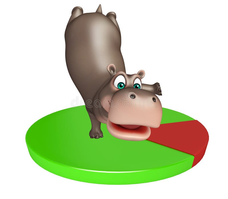 Fun Hippo Cartoon Character with Circle Sign Stock Illustration ...