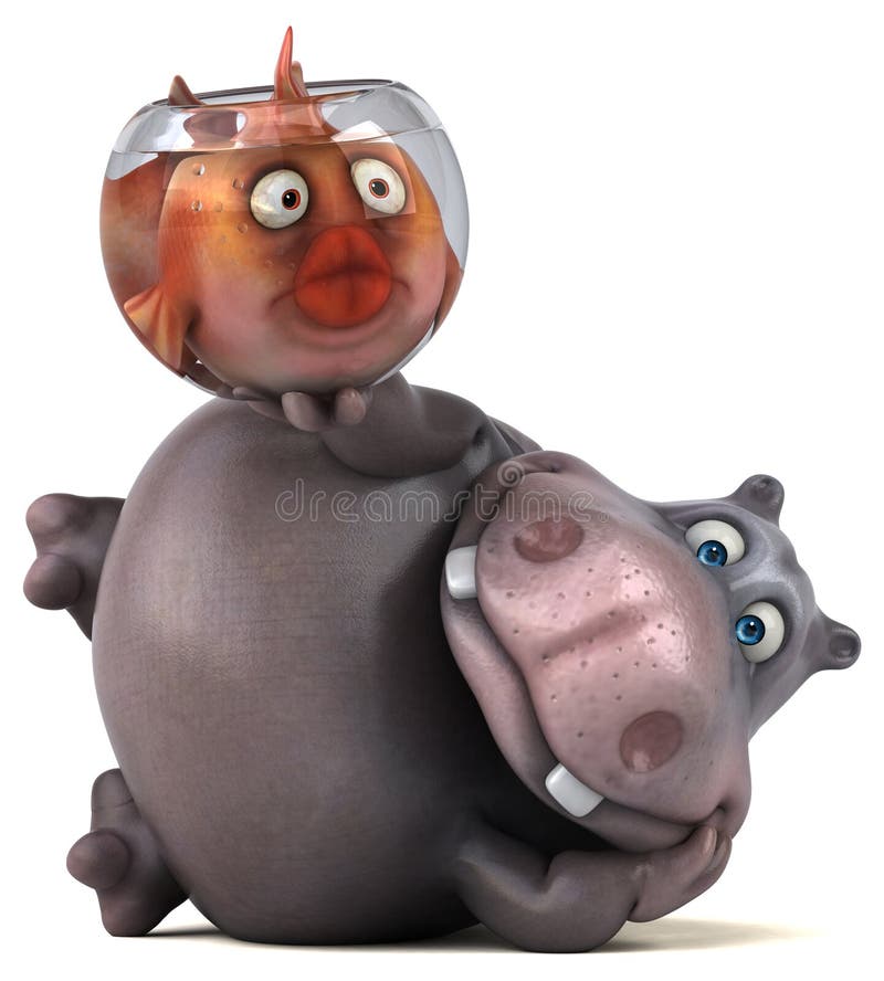 Fun Hippo - 3D Illustration Stock Illustration - Illustration of hippo ...