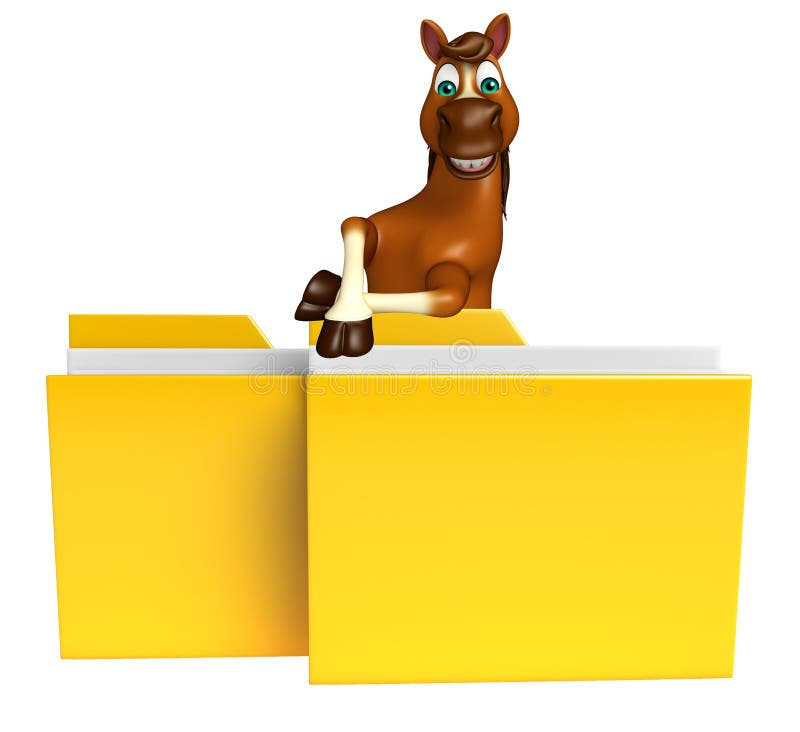 Fun Horse Cartoon Character with Folder Stock Illustration ...