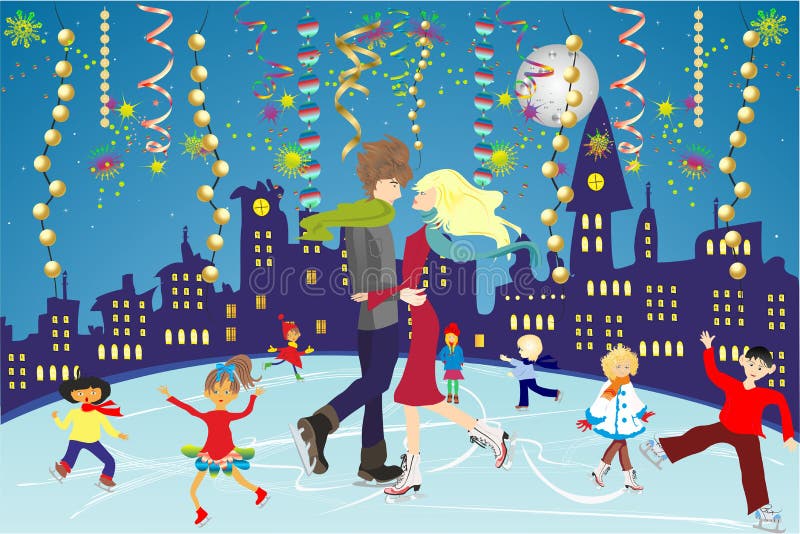Fun on the ice, stock illustration. Illustration of child - 77147510