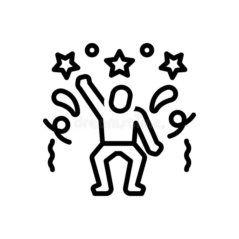 Black Line Icon for Fun, Mockery and Entertainment Stock Illustration ...