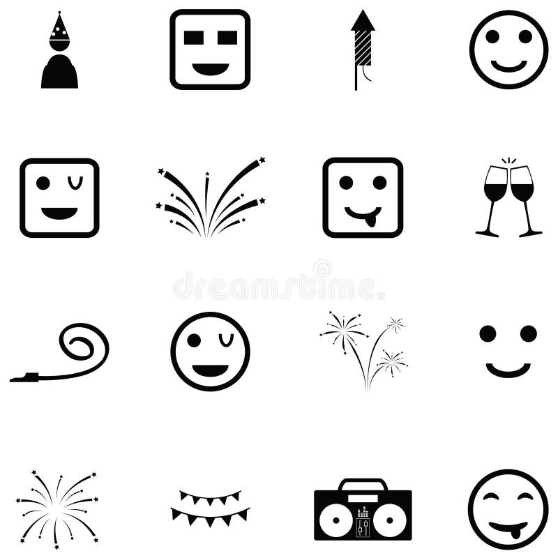 Fun icon set stock vector. Illustration of event, face - 120565468