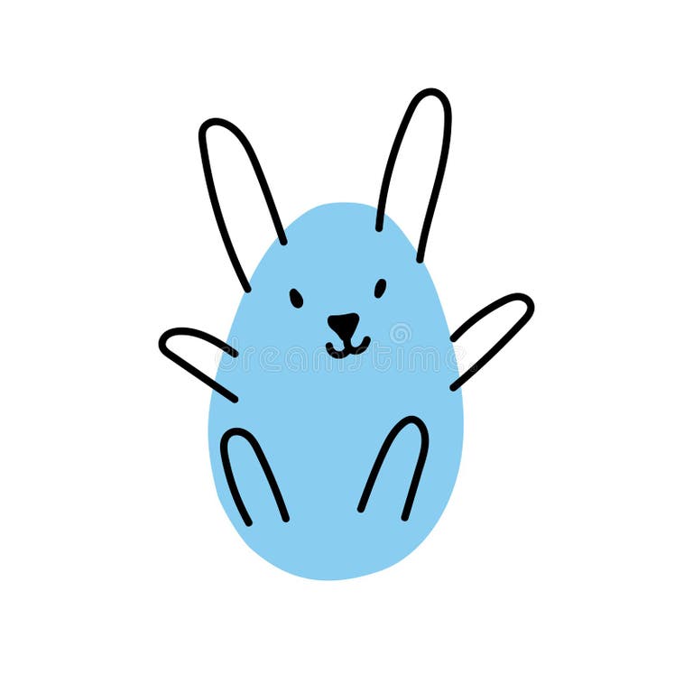 A Fun Illustration of a Blue Easter Rabbit. Cute Abstract Bunny Stock ...