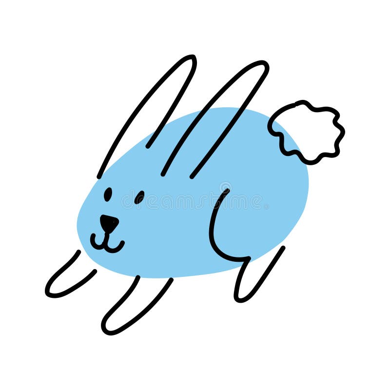 A Fun Illustration of a Running Easter Bunny. Blue Egg Shaped Rabbit ...