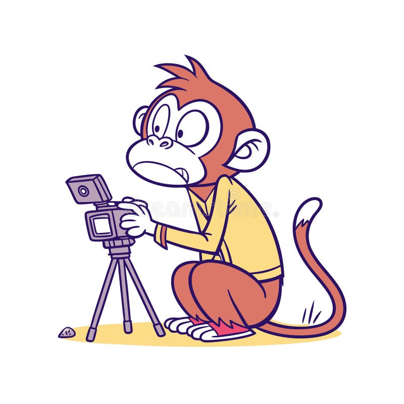 Monkey Vlogging in Decrepit Environment Stock Illustration ...