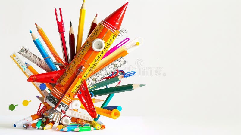 Fun and Imaginative Rocket Shape Created Using Various School Supplies ...