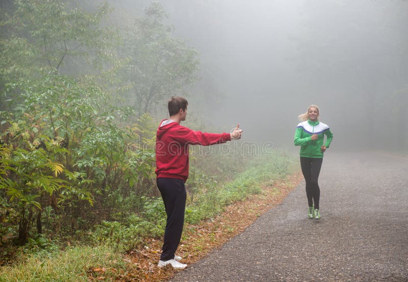 Fun jogging stock image. Image of pursuit, healthy, mist - 28841865