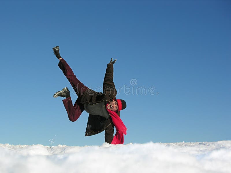Fun jump man. winter stock image. Image of happy, life - 398693