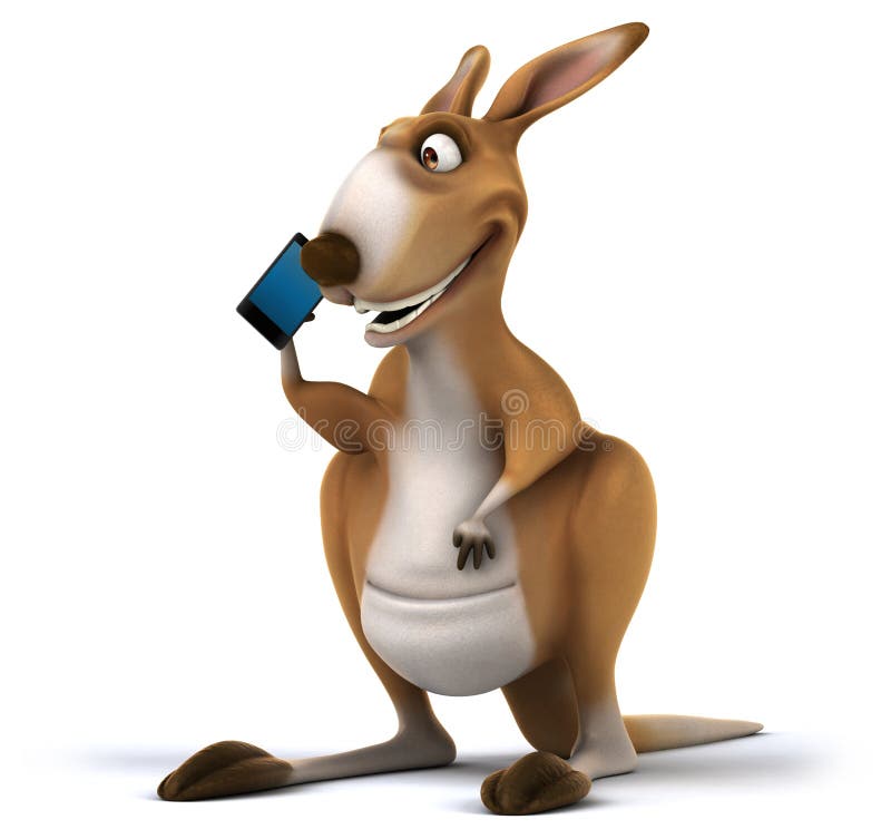 Kangaroo on the phone stock illustration. Illustration of talking ...