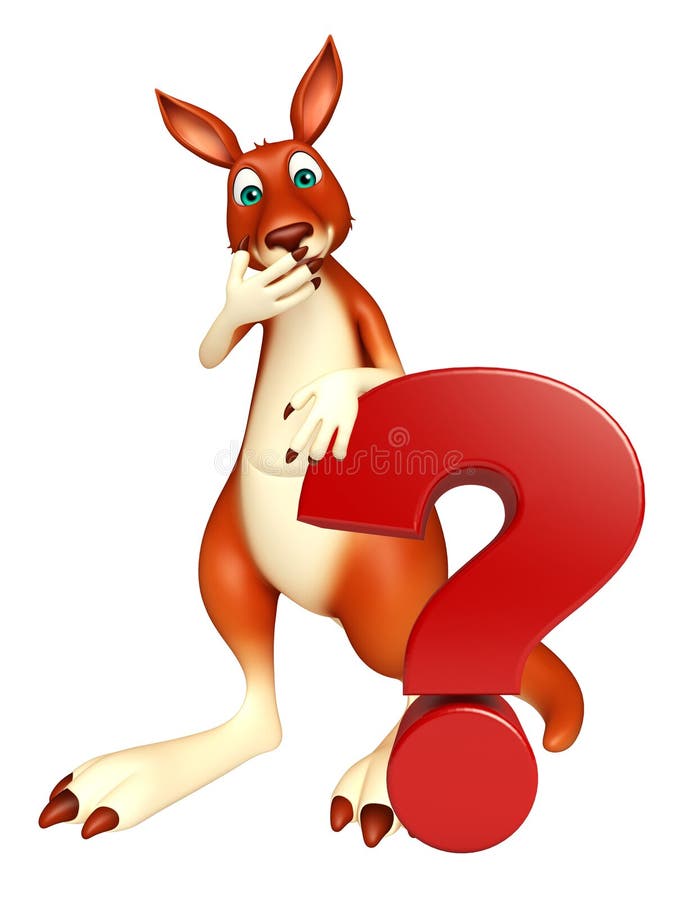 Fun Kangaroo Cartoon Character with Question Sign Stock Illustration ...