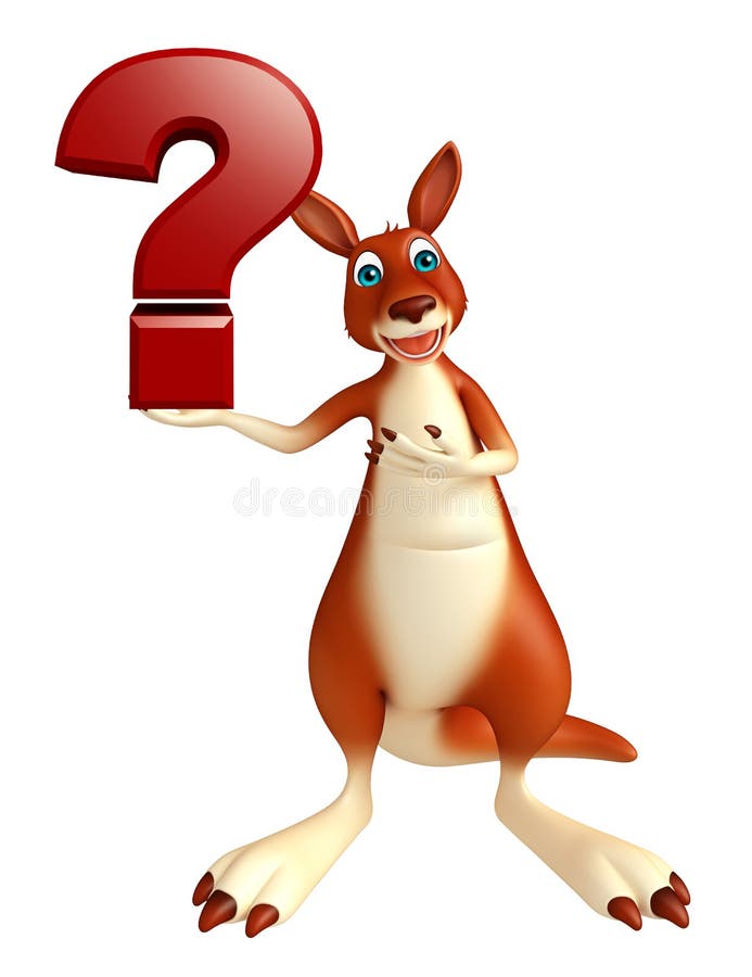 Fun Kangaroo Cartoon Character with Question Sign Stock Illustration ...