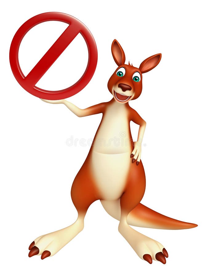Fun Kangaroo Cartoon Character with Stop Sign Stock Illustration ...