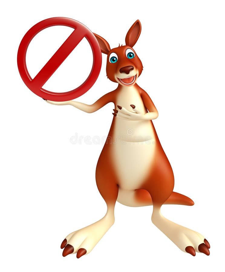 Fun Kangaroo Cartoon Character with Stop Sign Stock Illustration ...