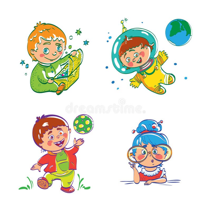 Fun Kid Characters Mini Set Stock Vector - Illustration of character ...