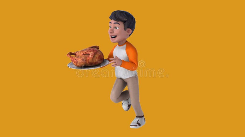 Kid Running with a Chicken (with Alpha Channel Included Stock Video ...