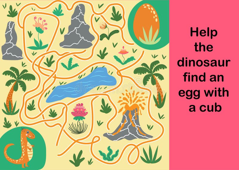 A Fun Labyrinth for Children. Help the Dinosaur Find His Cub ...