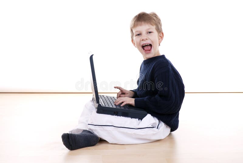 Fun on laptop stock photo. Image of copy, cheerful, shouting - 2128404