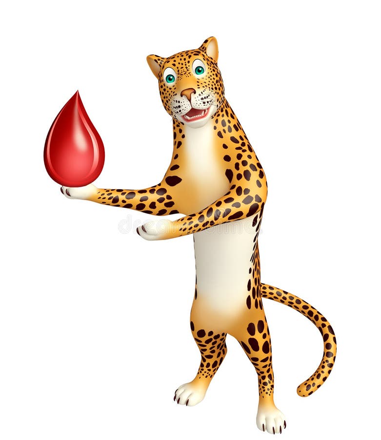 Fun Leopard Cartoon Character with Blood Sign Stock Illustration ...