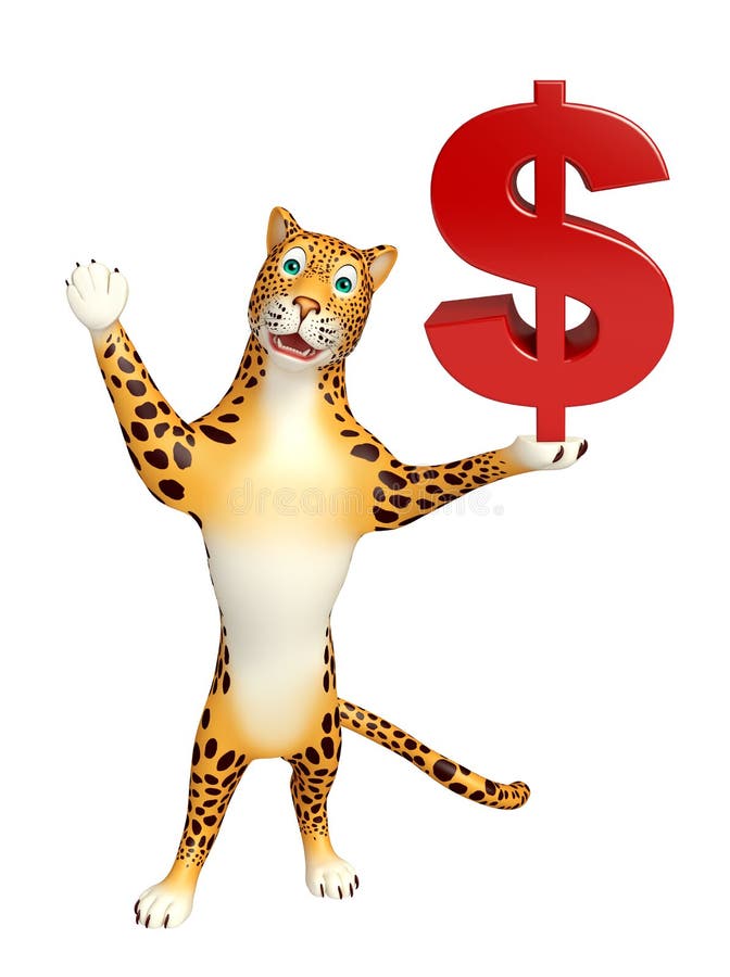 Fun Leopard Cartoon Character with Dollar Sign Stock Illustration ...