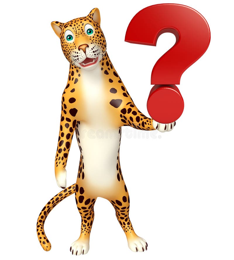 Fun Leopard Cartoon Character with Question Sign Stock Illustration ...