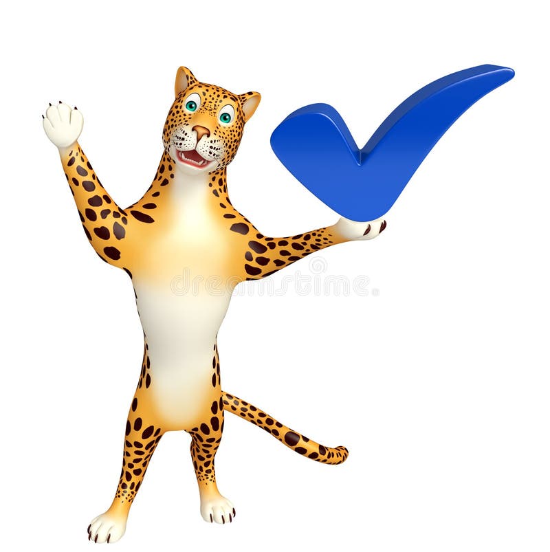 Fun Leopard Cartoon Character with Right Sign Stock Illustration ...