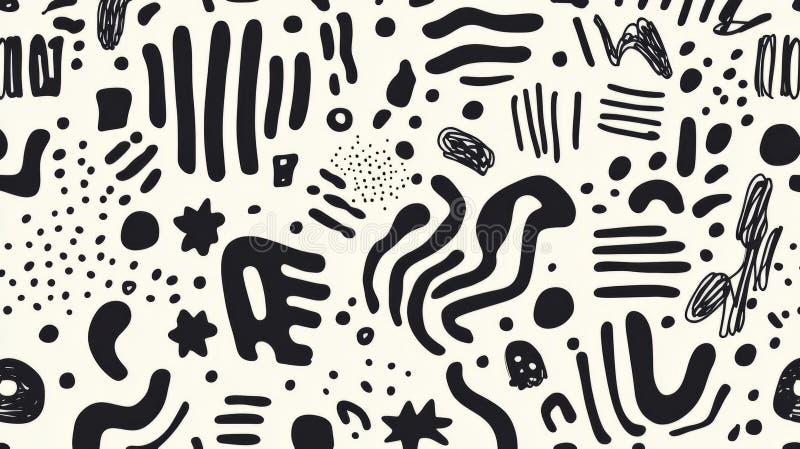 Fun Line Doodle Seamless Pattern. Creative Abstract Squiggle Style ...