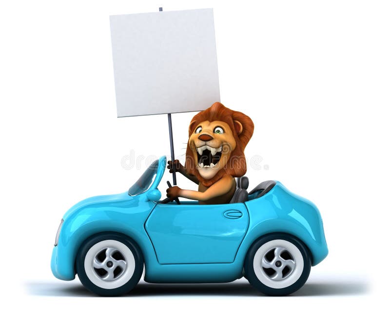 Fun lion stock illustration. Illustration of windshield - 56492099