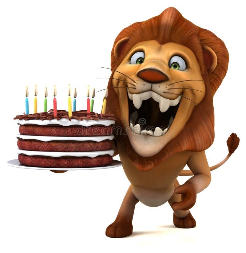 Fun lion - 3D Illustration stock illustration. Illustration of sweet ...