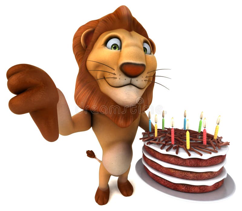 Fun lion - 3D Illustration stock illustration. Illustration of party ...