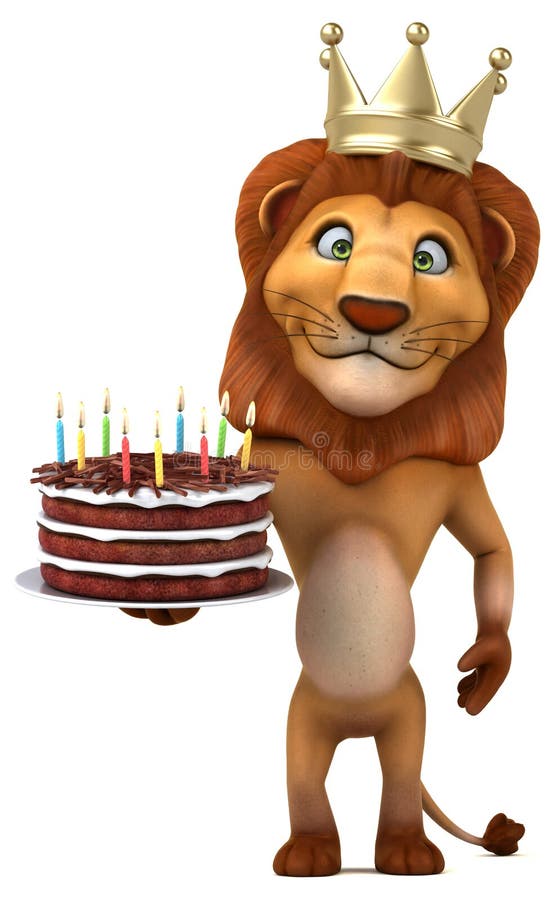 Fun lion - 3D Illustration stock illustration. Illustration of birthday ...