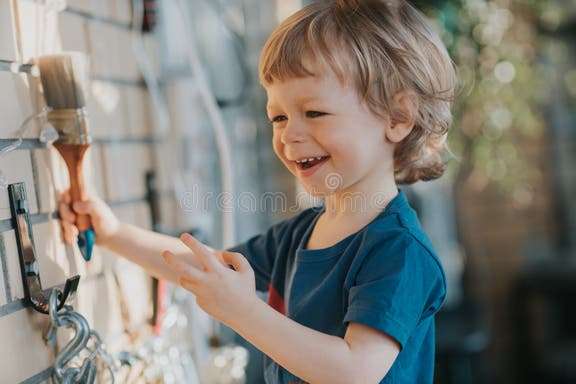 Little Kid Playing with Work Tools Stock Photo - Image of young, tools ...