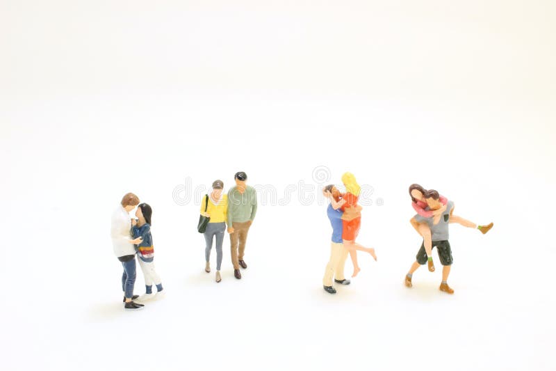 The Fun of Lover, Mini Couple Standing Stock Photo - Image of happiness ...