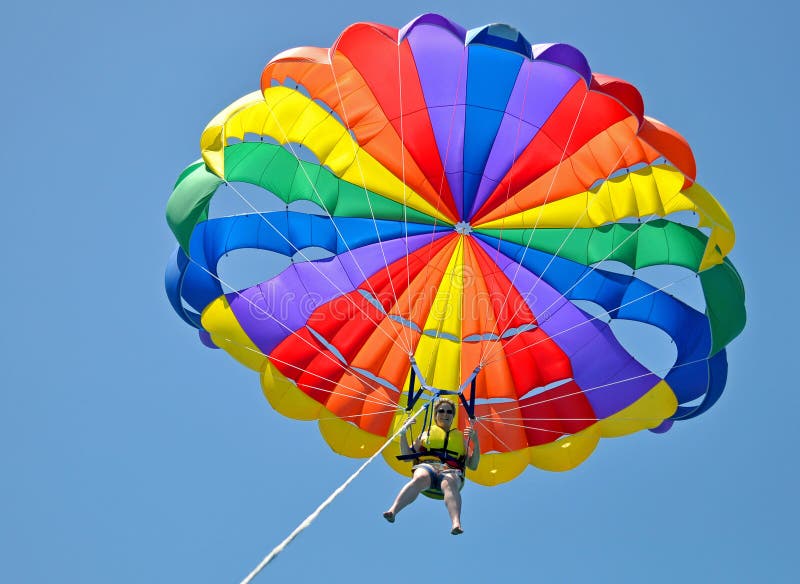 Fun-loving Woman Parasailing on Summers Day Stock Image - Image of ...